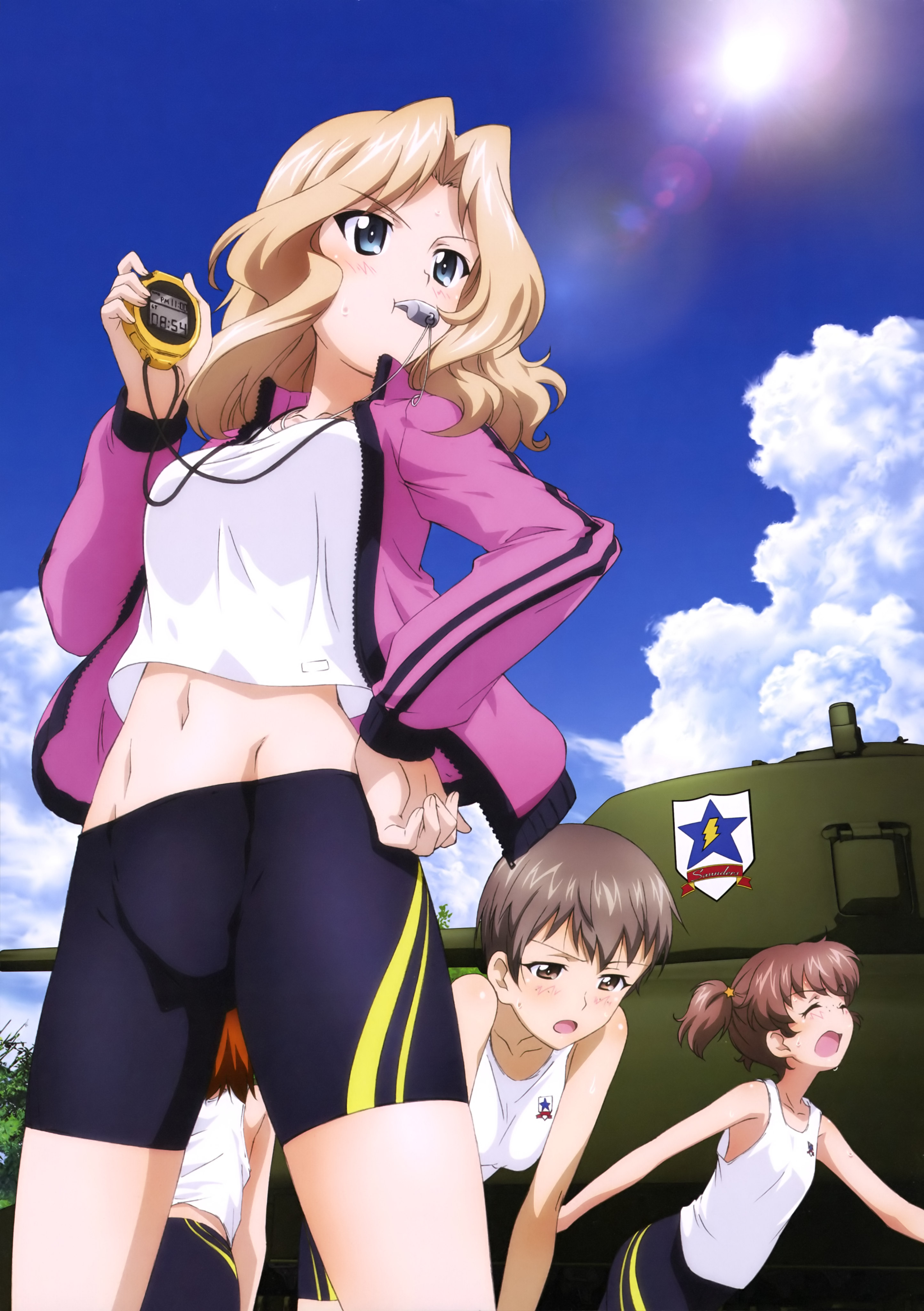 Safebooru - 4girls absurdres alisa (girls und panzer) bike shorts blonde hair blue eyes brown ...